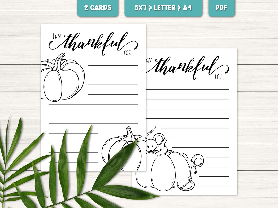 Thanksgiving Gratitude Cards Printable, I Am Thankful for Cards ...