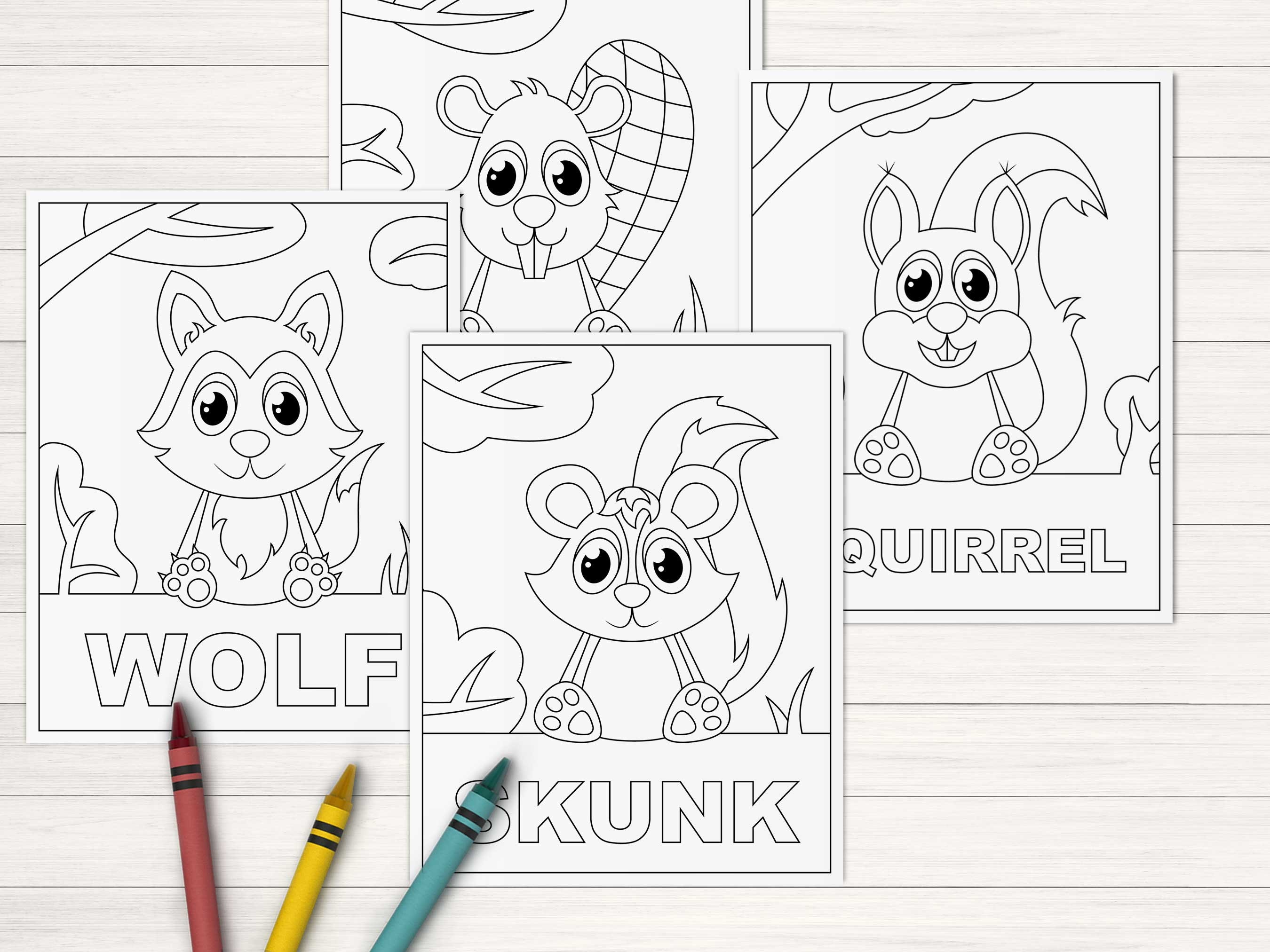 Woodland Animals Coloring Pages for Kids, Printable Forest Animals ...