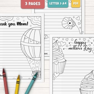 Mothers Day Letter, Printable Coloring Card, Mothers Day Coloring Pages ...