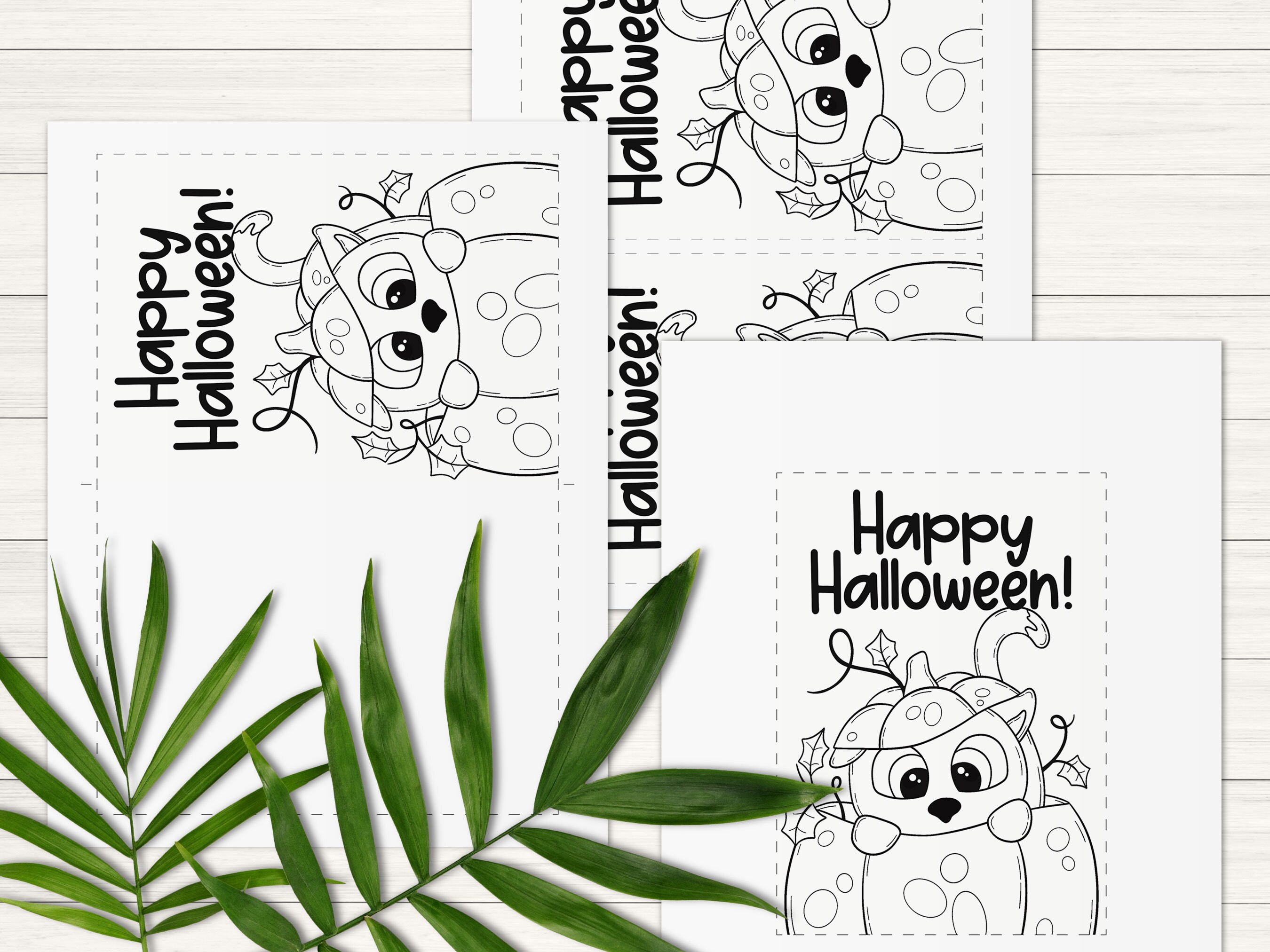 Happy Halloween Coloring Card Printable Halloween Card for - Etsy