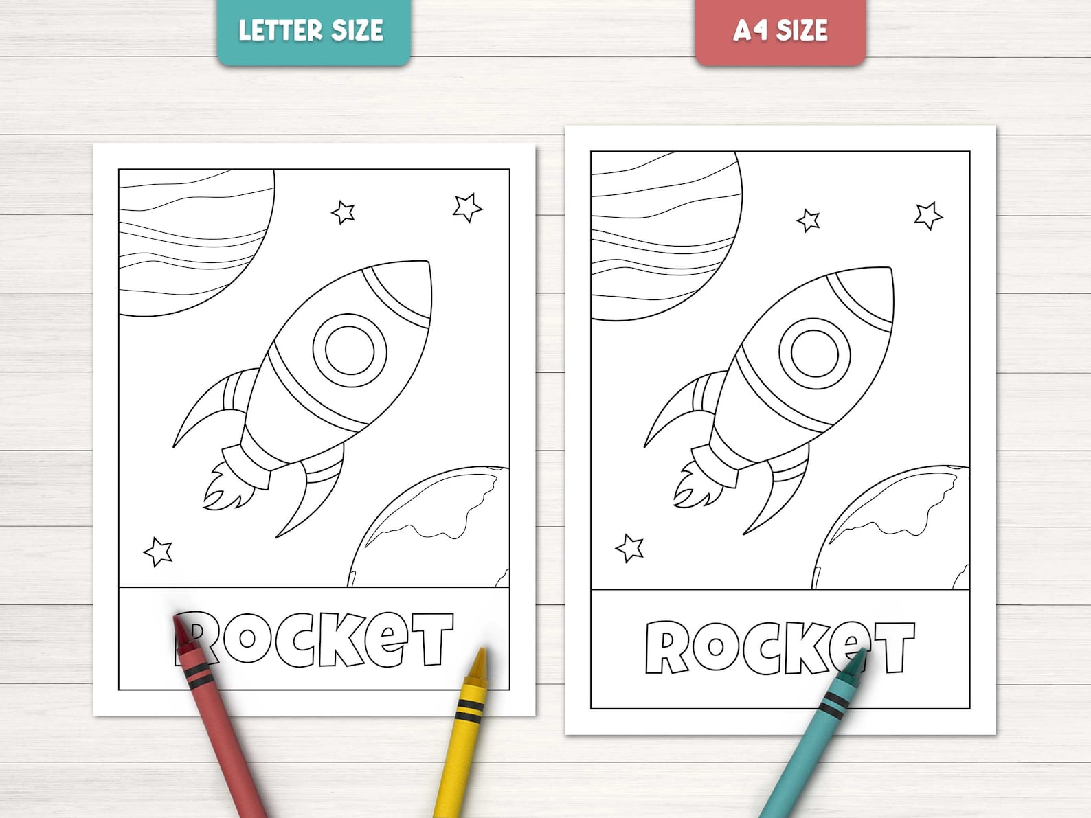 Space Coloring Pages for Kids: Planets & Astronauts (PDF) - Etsy