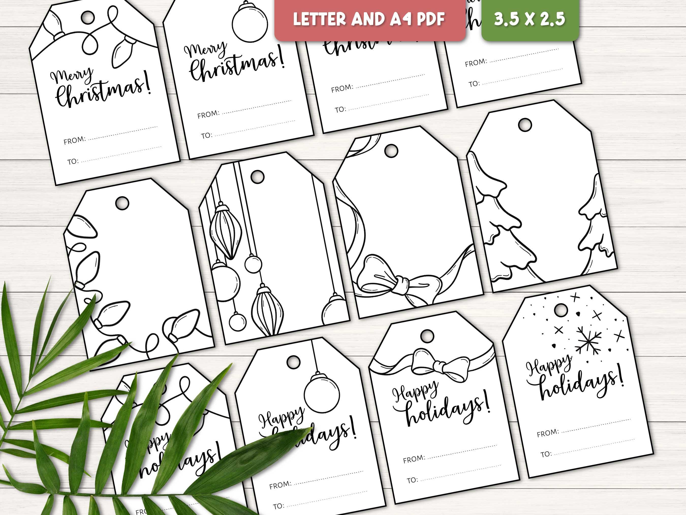 Coloring Christmas Gift Tags, Printable Holiday Gift Tags Template ...