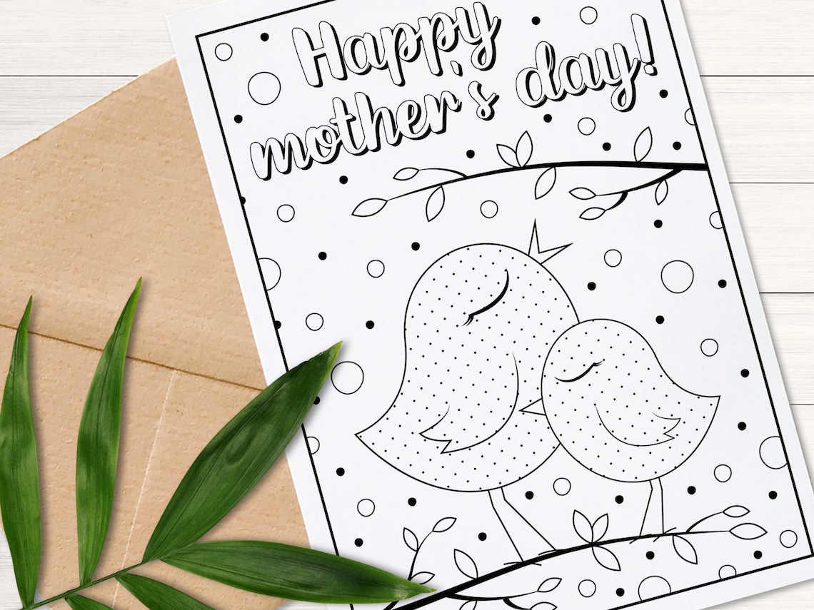 Mother's Day Coloring Card, Printable Mother's Day Card, Mothers Day ...