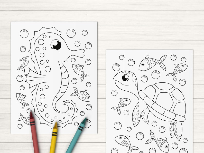 Sea Animal Coloring Pages for Kids, Ocean Coloring Book, Preschool ...