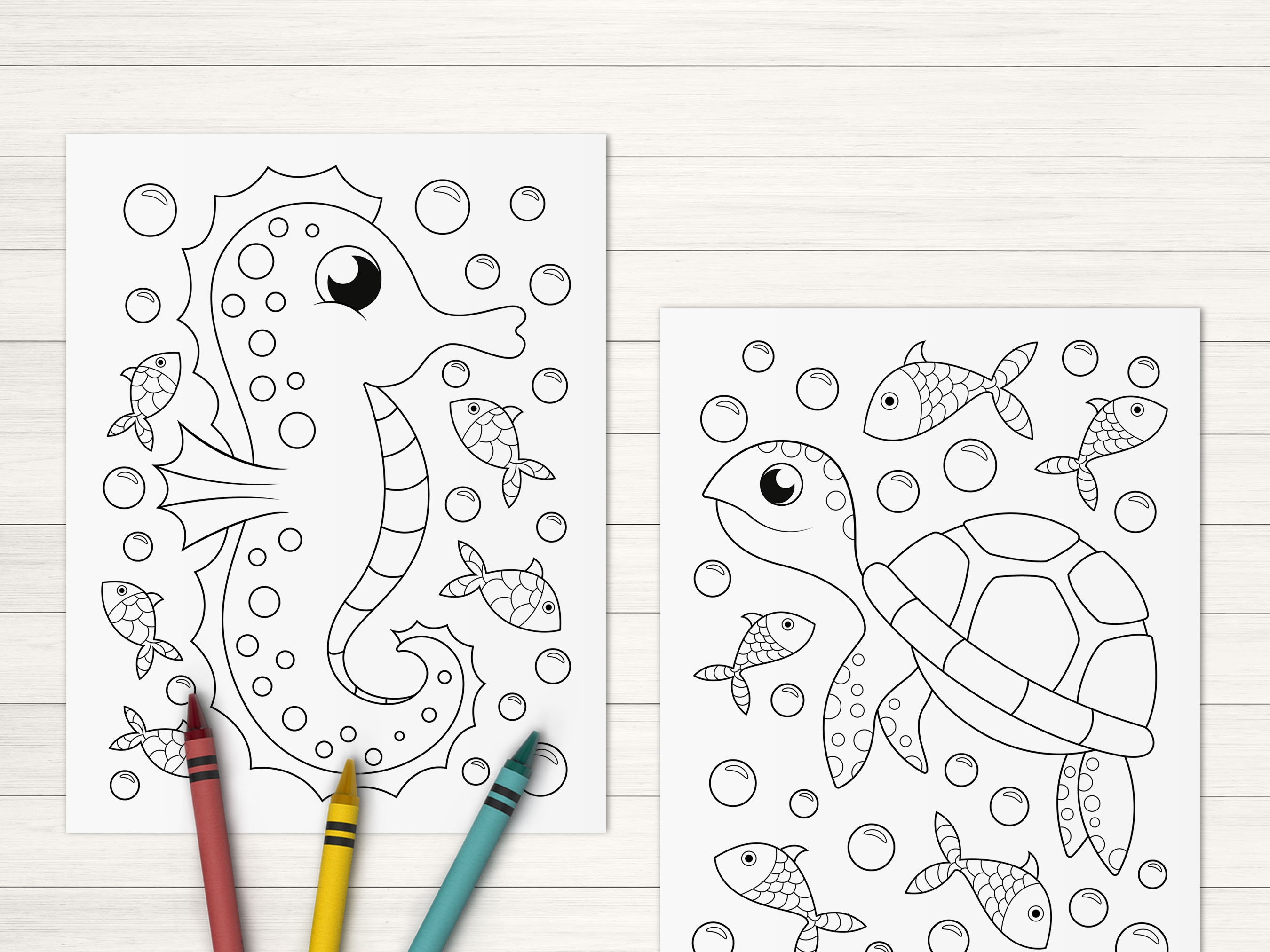 Sea Animal Coloring Pages for Kids, Ocean Coloring Book, Preschool ...