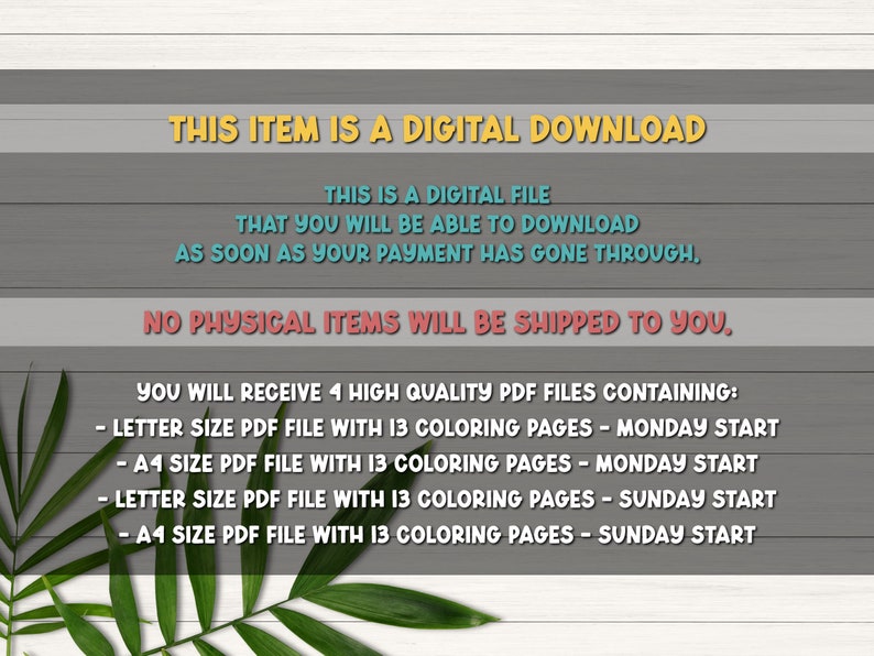 Coloring Calendar for Kids, Undated Monthly Planner Printable, Holiday ...