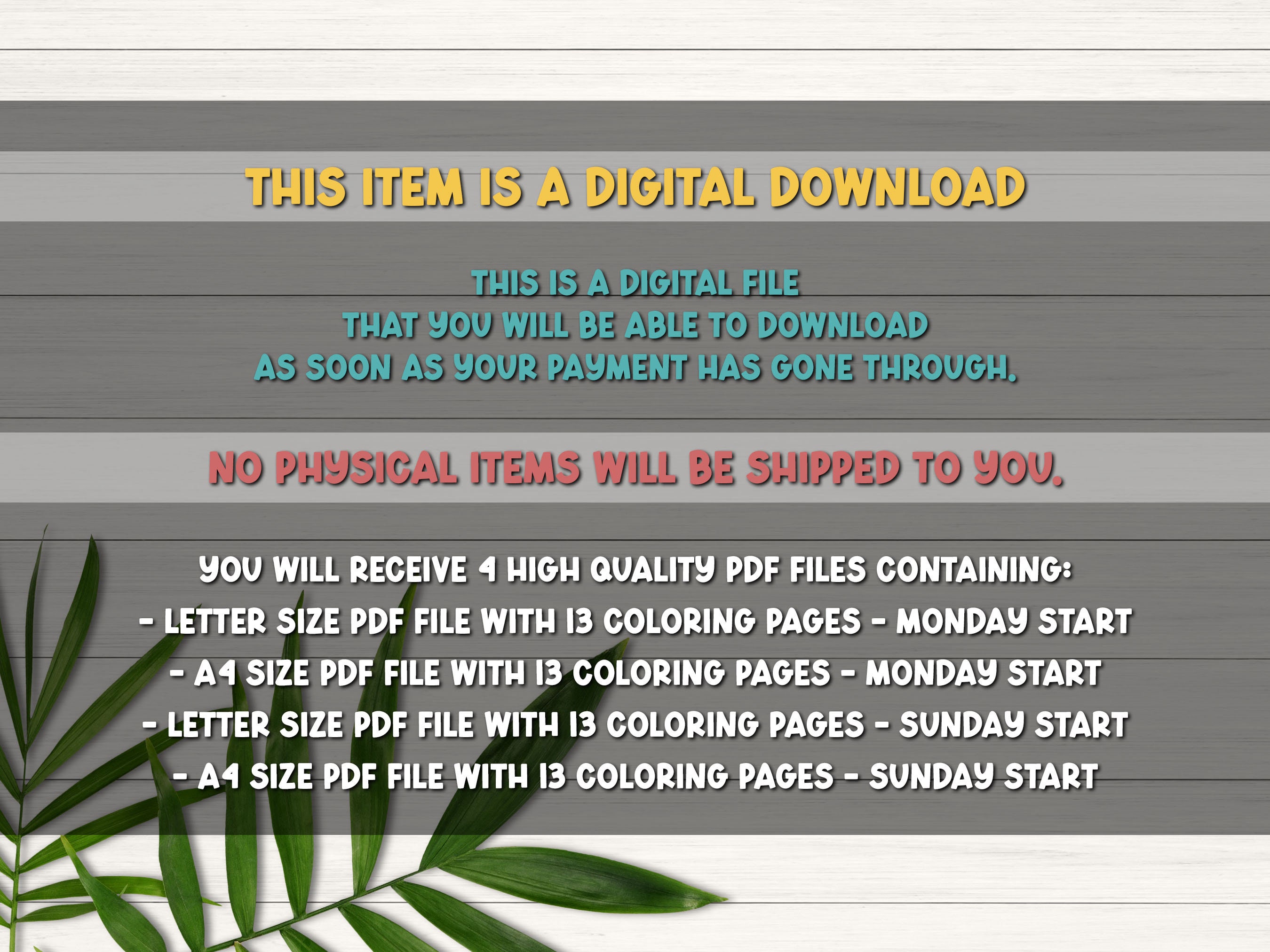 Coloring Calendar for Kids, Undated Monthly Planner Printable, Holiday ...