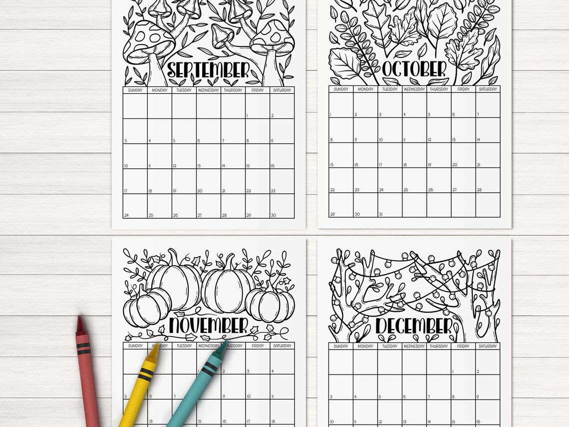 Printable Coloring Calendar for Kids School Year Calendar - Etsy
