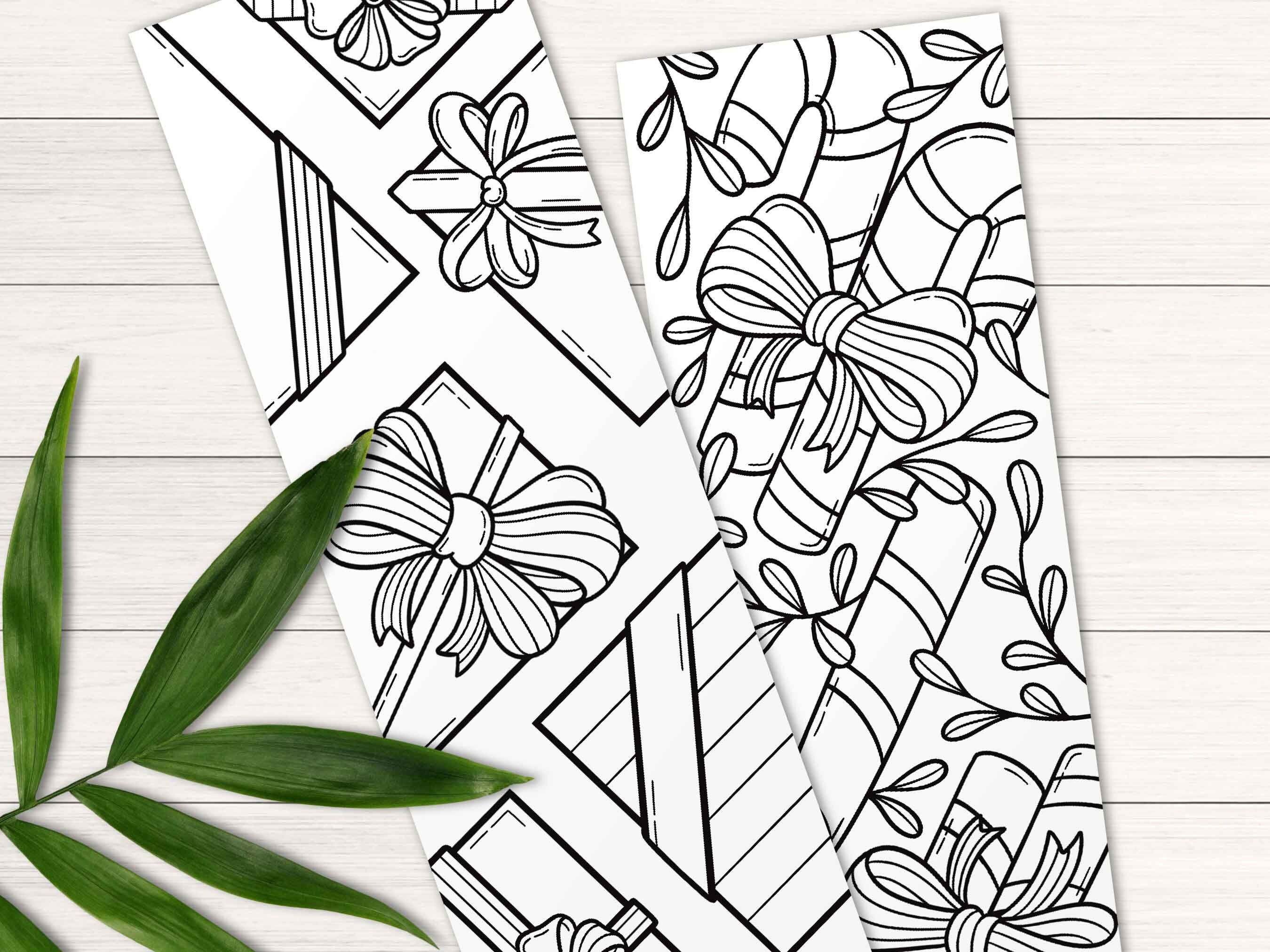 Christmas Coloring Bookmarks, Printable Bookmarks to Color, DIY ...