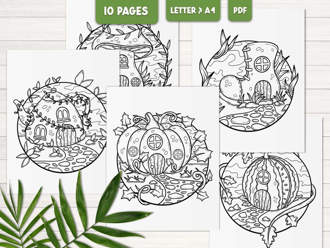 Fall Fantasy House Coloring Pages: Autumn Activity Book (PDF) - Etsy