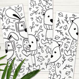Woodland Animal Coloring Bookmarks: Kids Activity (PDF Printable) - Etsy