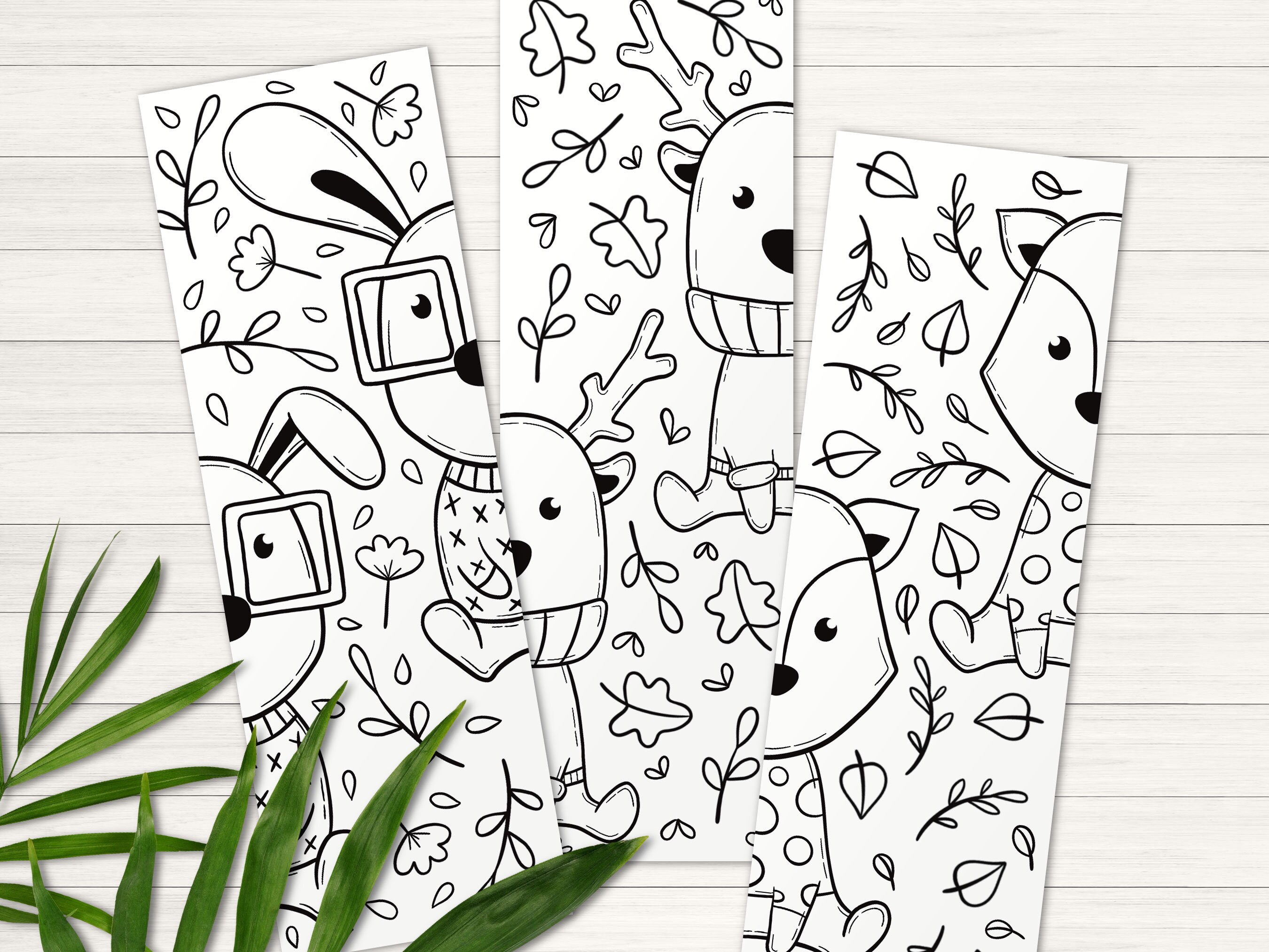 Woodland Animal Coloring Bookmarks for Kids, Fall Bookmarks Printable ...