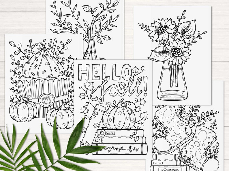 Fall Coloring Pages for Adults, Autumn Coloring Book, Pumpkin Coloring ...