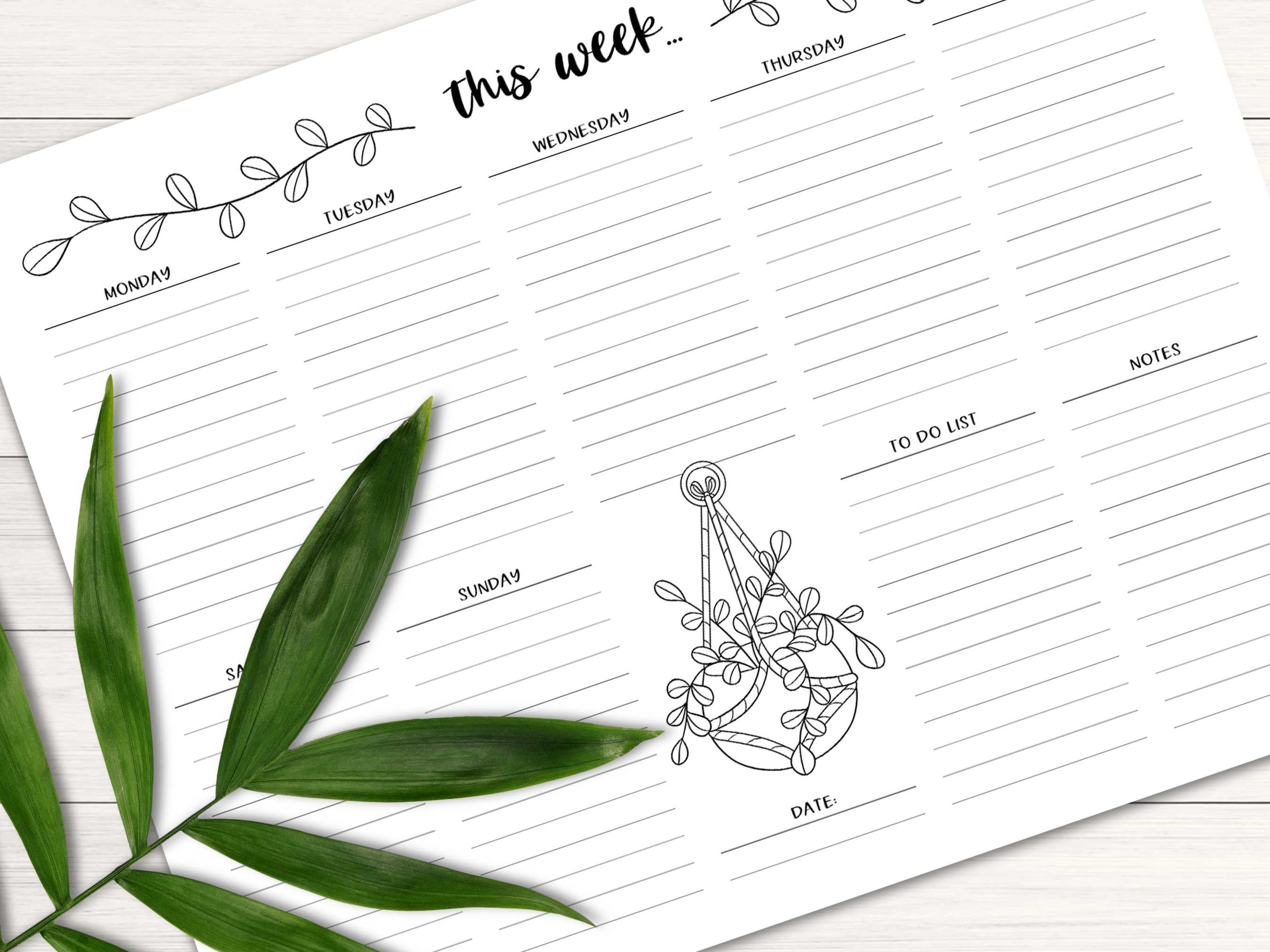 Weekly Planner Printable Floral Coloring Planner Pages - Etsy