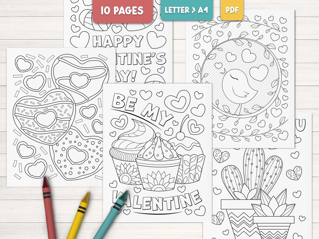 Valentines Day Coloring Pages for Kids, Printable Valentines Coloring ...