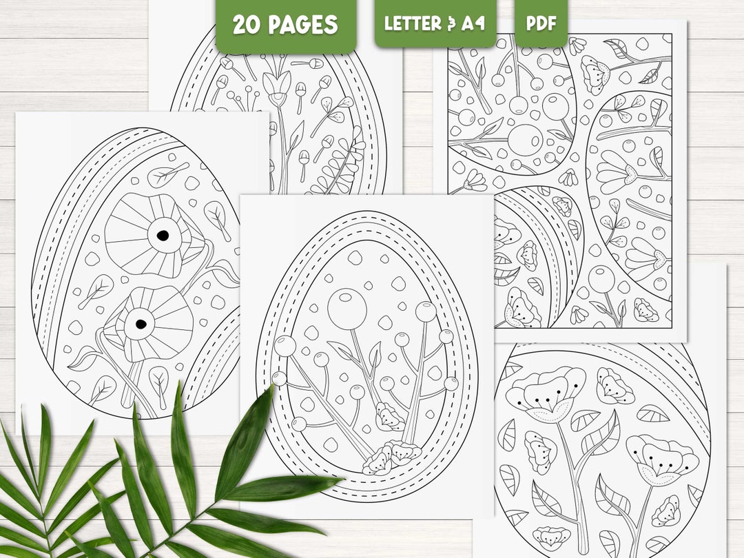 Easter Egg Coloring Pages: Mandala Flower Designs (PDF) - Etsy