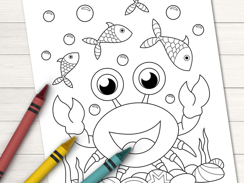 Sea Animal Coloring Pages for Kids, Ocean Coloring Book, Preschool ...