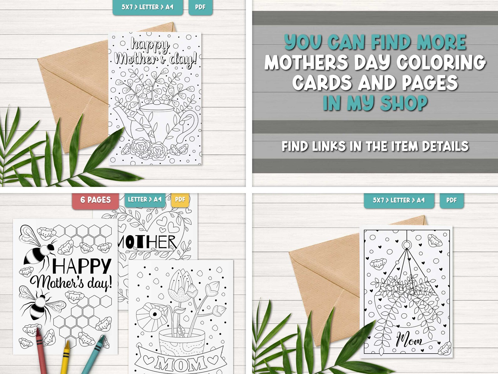 Mother's Day Coloring Card, Printable Mother's Day Card, Mothers Day ...