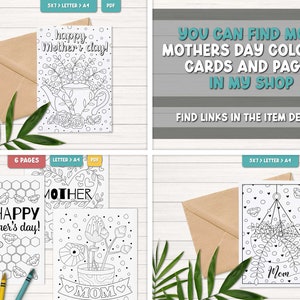 Mother's Day Coloring Card, Printable Mother's Day Card, Mothers Day ...