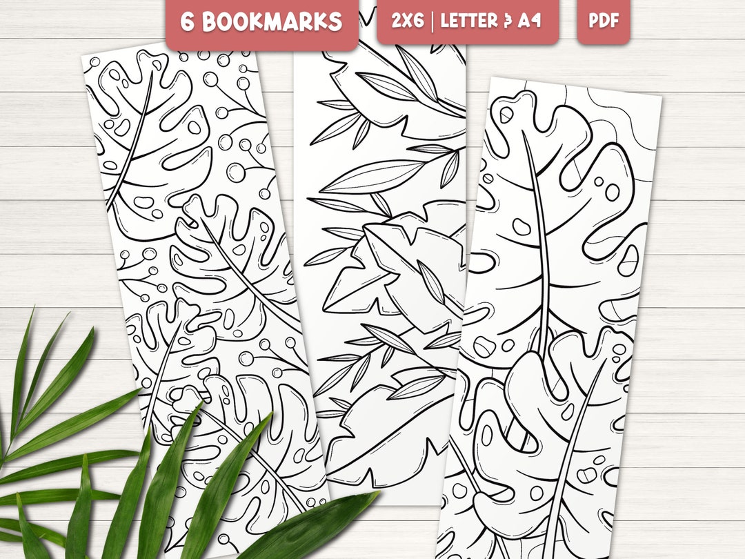 Printable Coloring Bookmarks for Adults, Tropical Coloring Pages ...