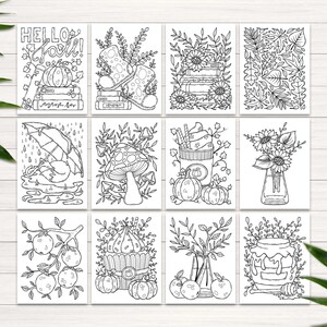 Fall Coloring Pages for Adults, Autumn Coloring Book, Pumpkin Coloring ...