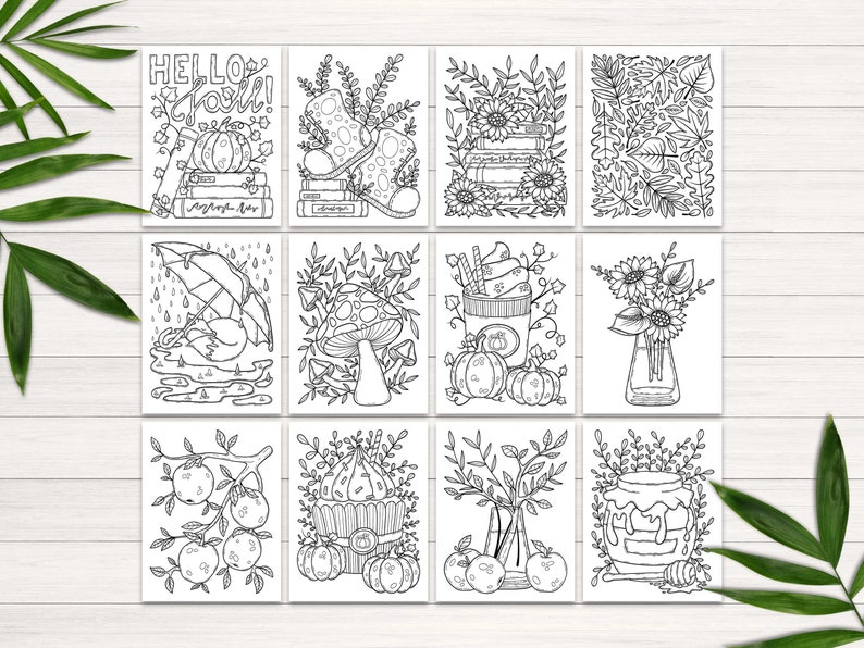 Fall Coloring Pages for Adults, Autumn Coloring Book, Pumpkin Coloring ...