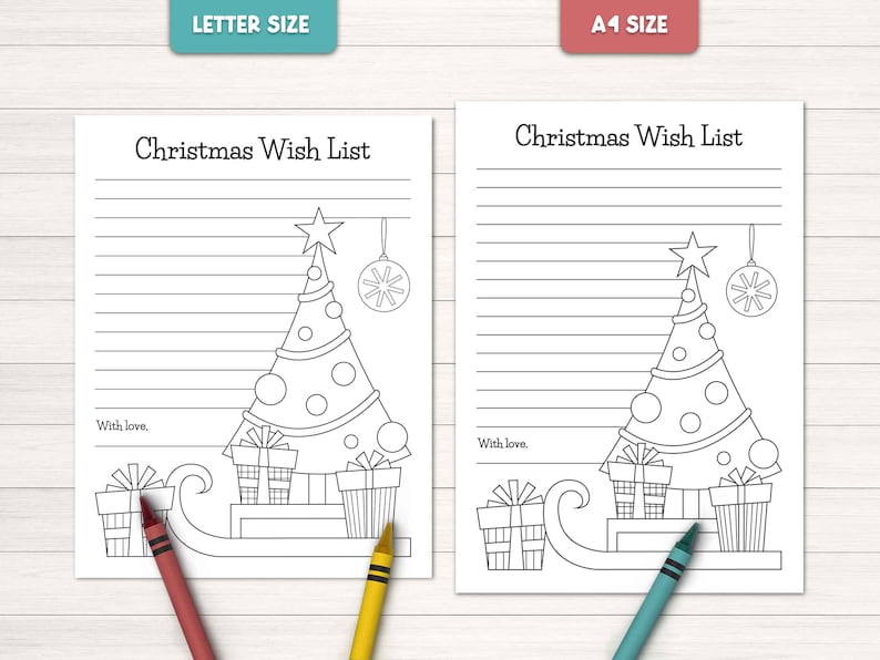 Coloring Letter to Santa for Kids, Christmas Wish List Printable, Dear ...