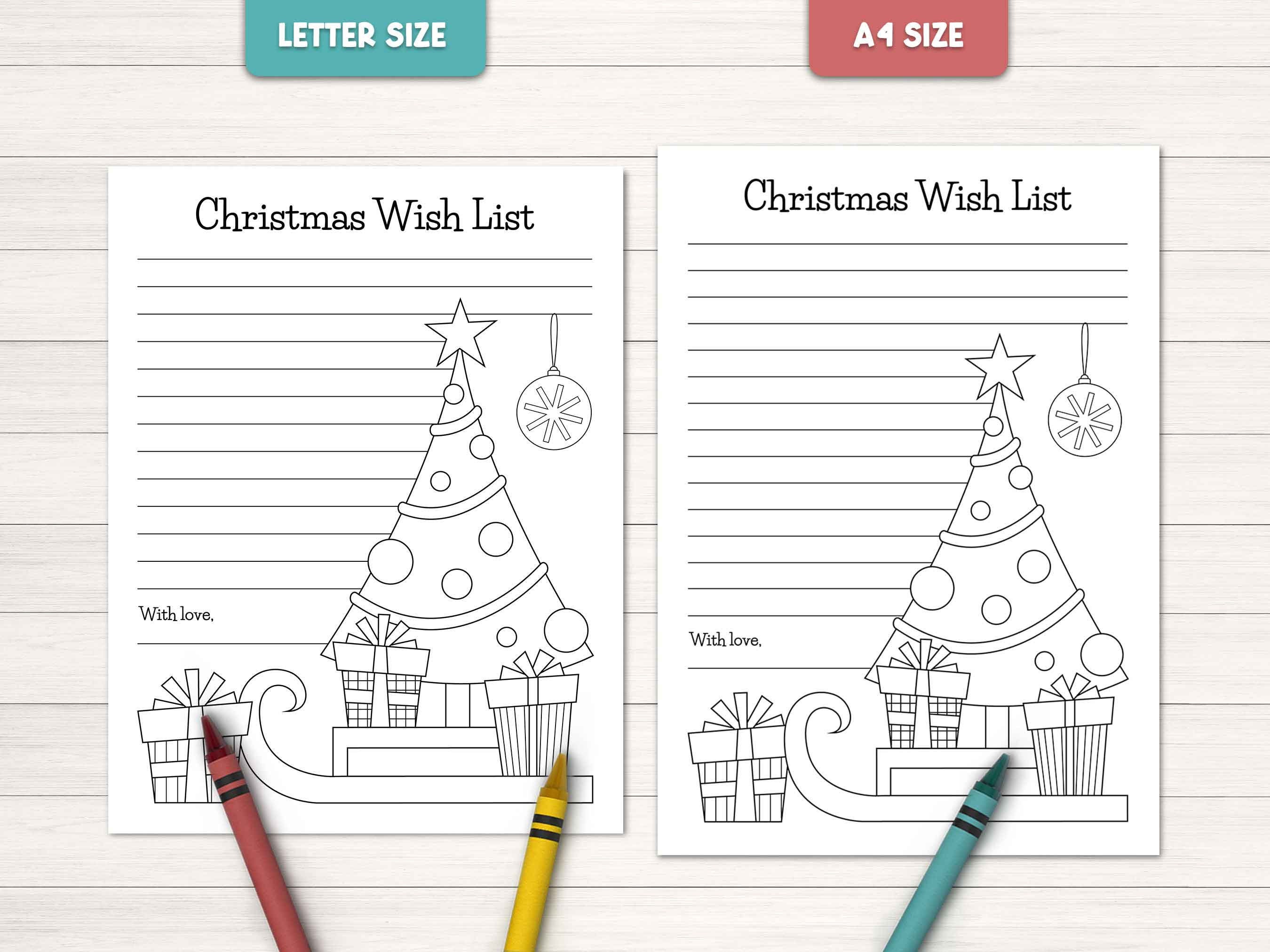 Coloring Letter to Santa for Kids, Christmas Wish List Printable, Dear ...