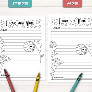 Mothers Day Letter, Printable Coloring Card, Mothers Day Coloring Pages ...