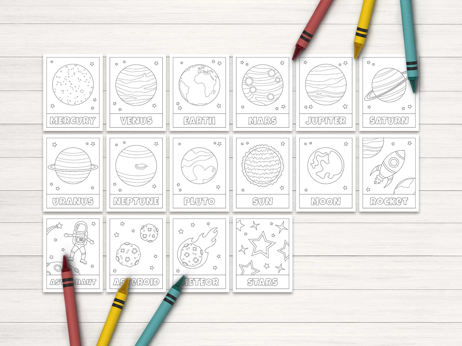 Space Coloring Pages for Kids: Planets & Astronauts (PDF) - Etsy