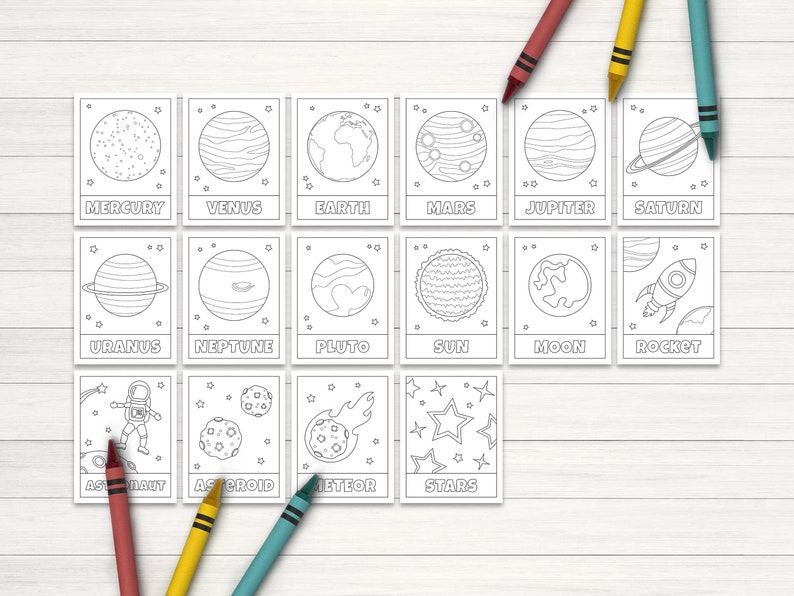 Space Coloring Pages for Kids: Planets & Astronauts (PDF) - Etsy