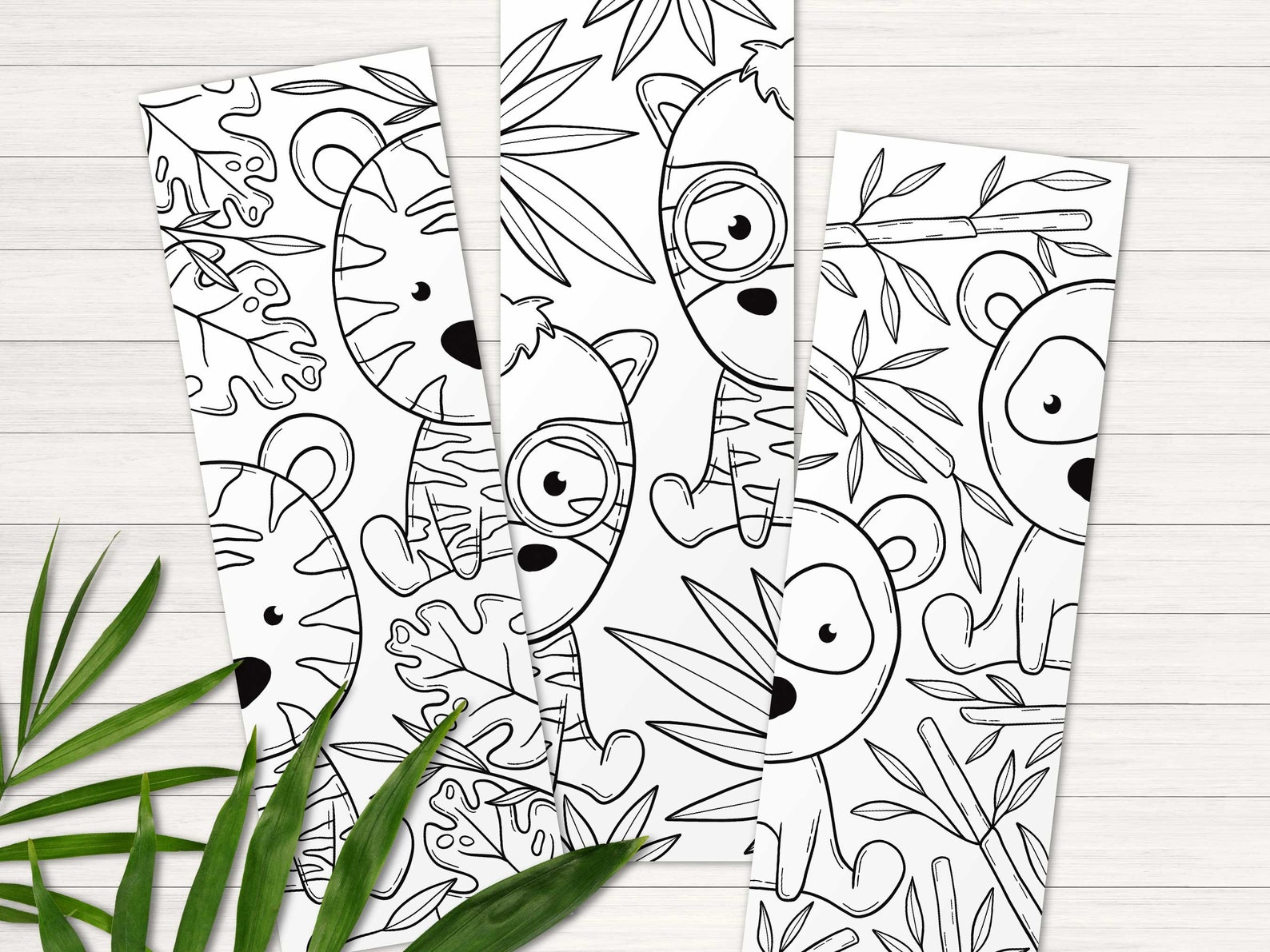 Jungle Animal Coloring Bookmarks for Kids, Printable Bookmarks to Color ...