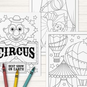Circus Coloring Pages for Kids Printable, Carnival Party Activity ...