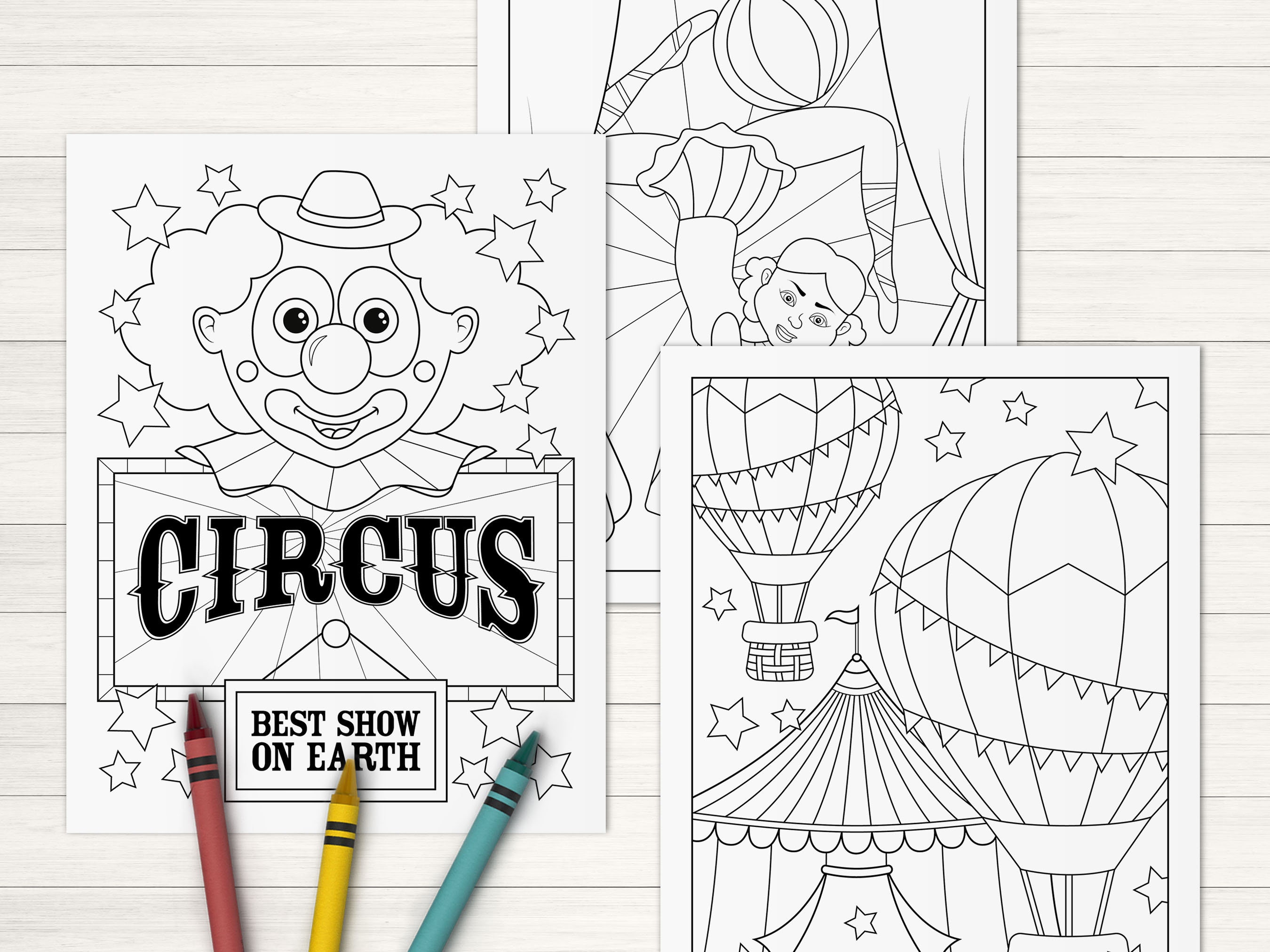 Circus Coloring Pages for Kids Printable, Carnival Party Activity ...