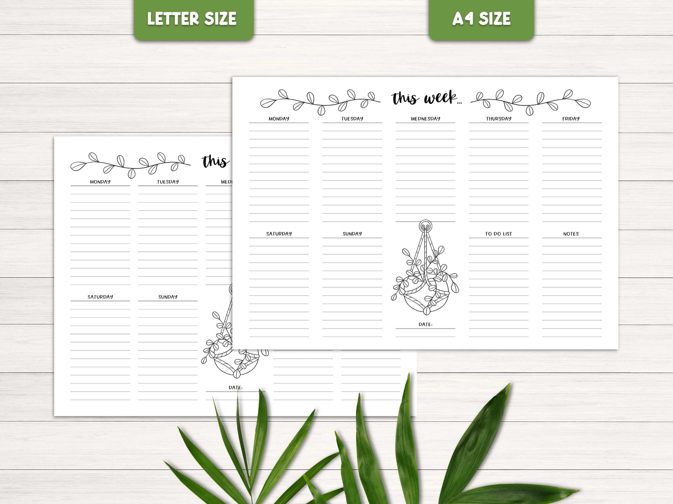 Weekly Planner Printable Floral Coloring Planner Pages - Etsy