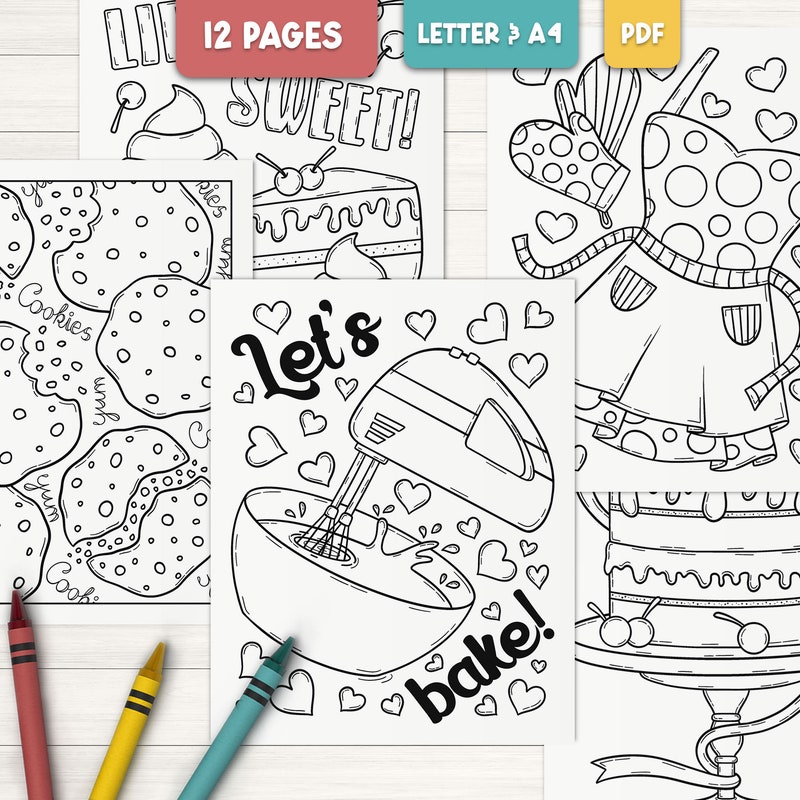 Baking Coloring Sheets - Etsy