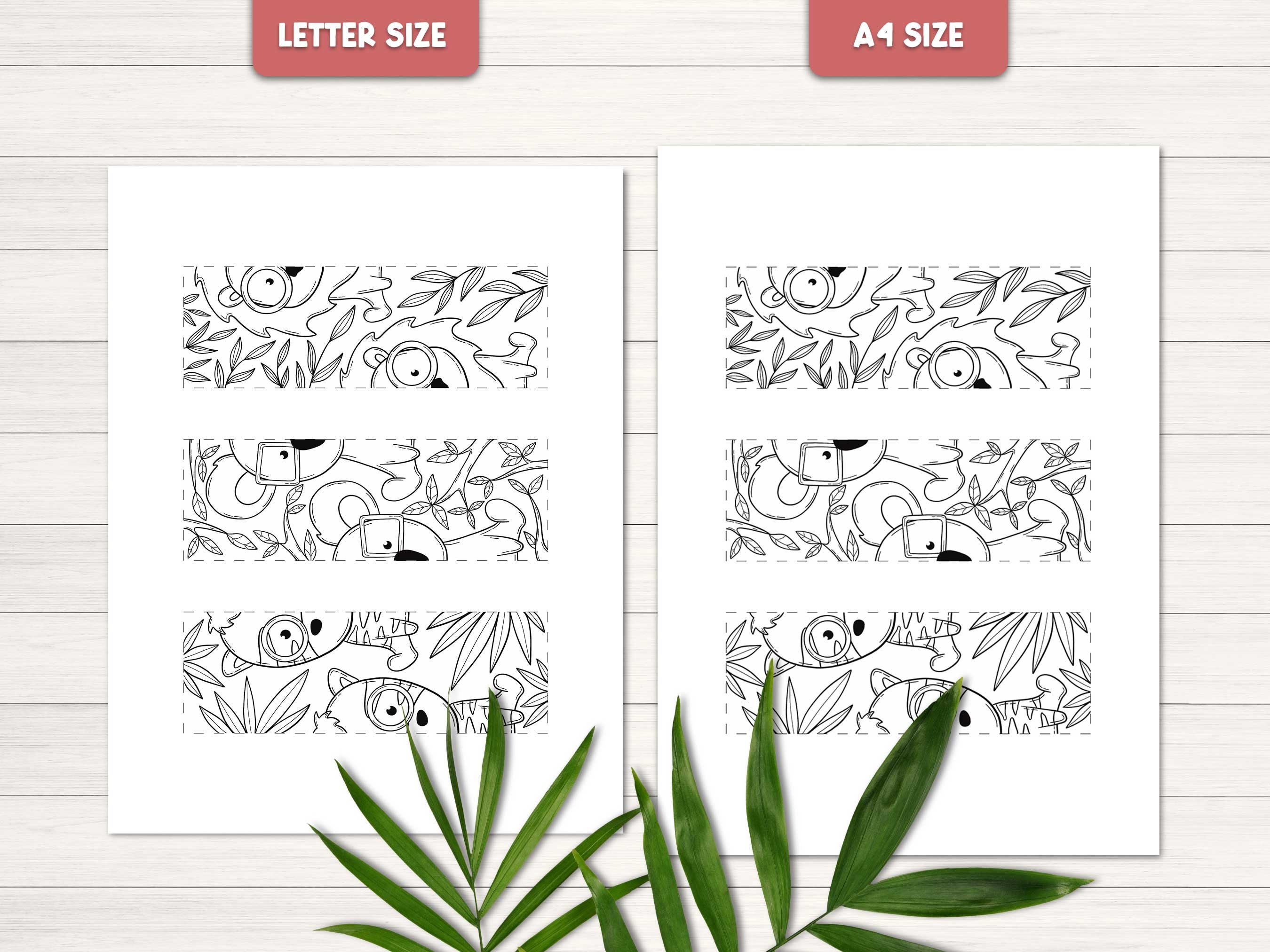 Jungle Animal Coloring Bookmarks for Kids, Printable Bookmarks to Color ...