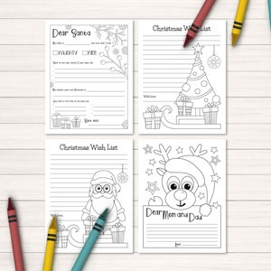 Coloring Letter to Santa for Kids, Christmas Wish List Printable, Dear ...