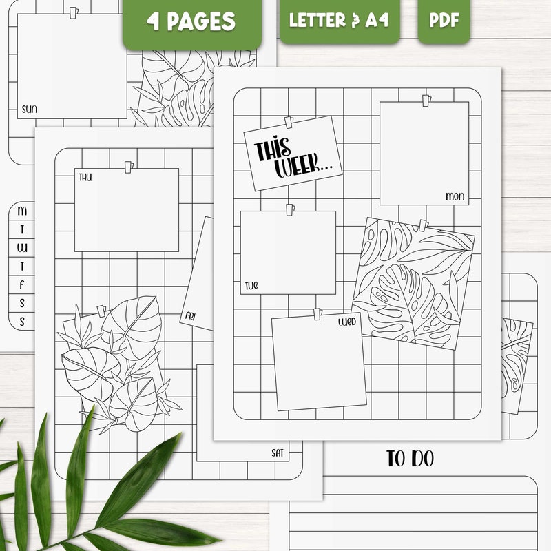 Botanical Weekly Calendar - Etsy