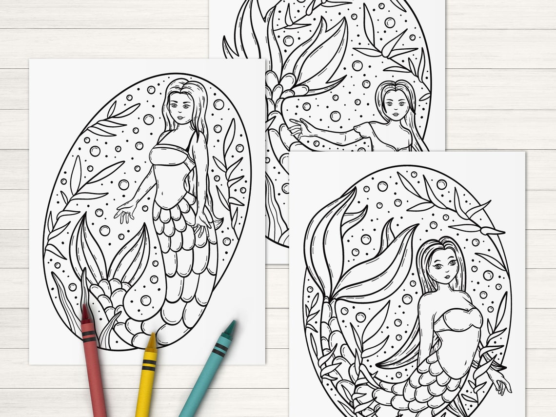 Printable Mermaid Coloring Pages for Kids, Mermaid Birthday Activities ...