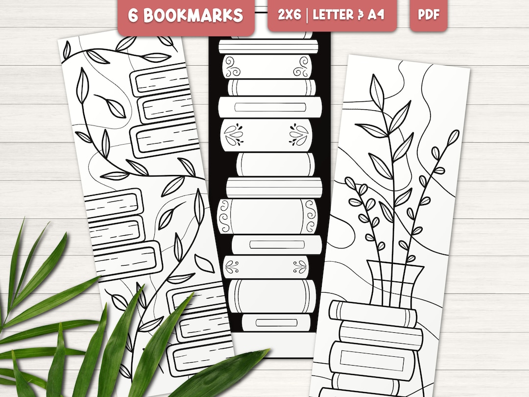 Reading Coloring Bookmarks for Adults, Printable Bookmarks to Color ...