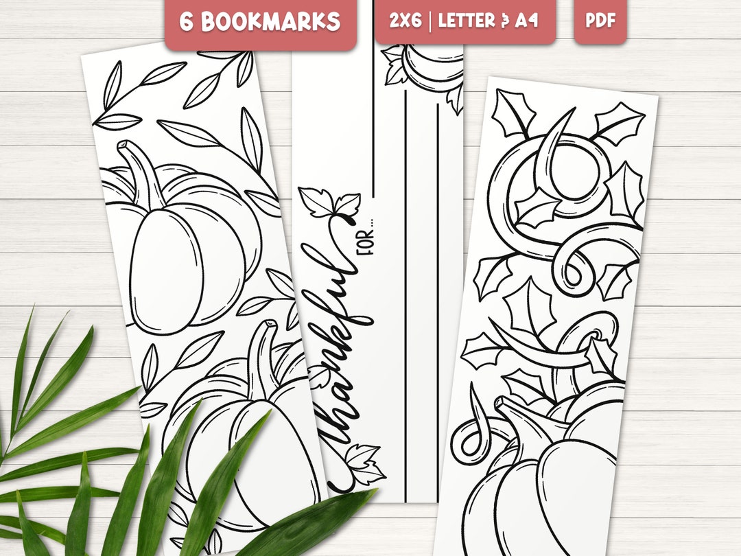 Thanksgiving Pumpkin Coloring Bookmarks: Printable Fall Party Favors ...