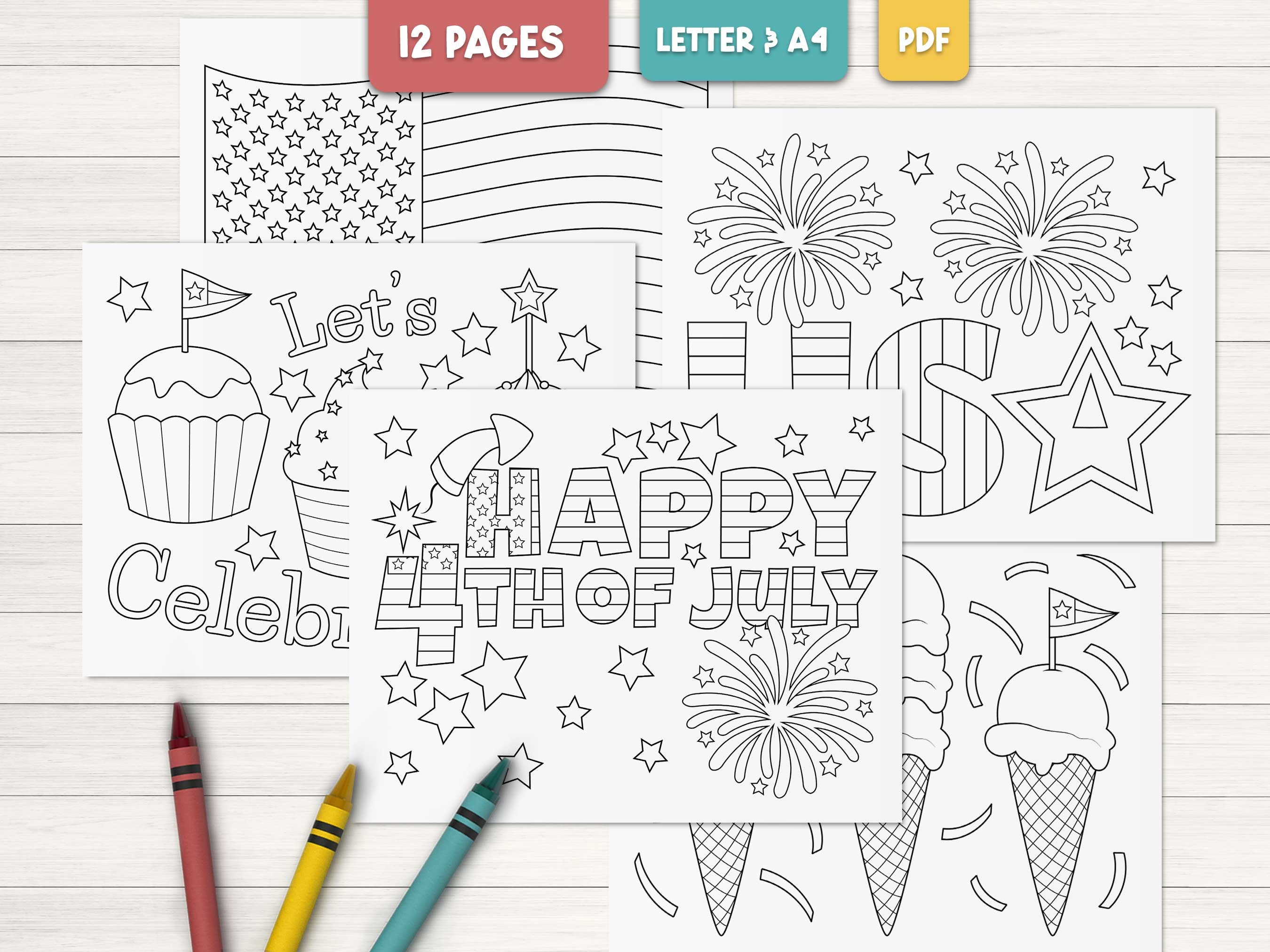 4th of July Coloring Pages Printable, Summer Coloring for Kids ...