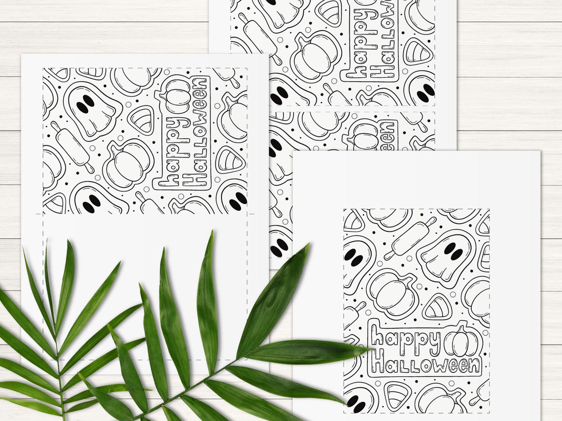 Printable Halloween Coloring Card: Kids Activity (PDF) - Etsy