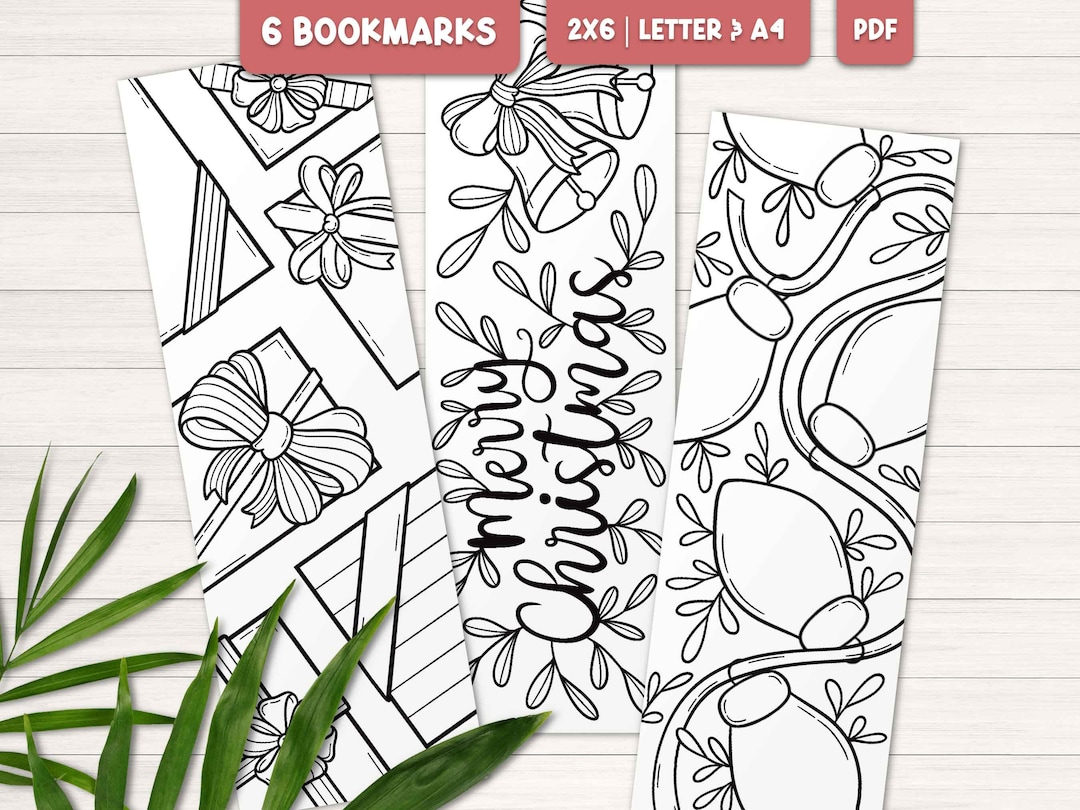 Christmas Coloring Bookmarks, Printable Bookmarks to Color, DIY ...