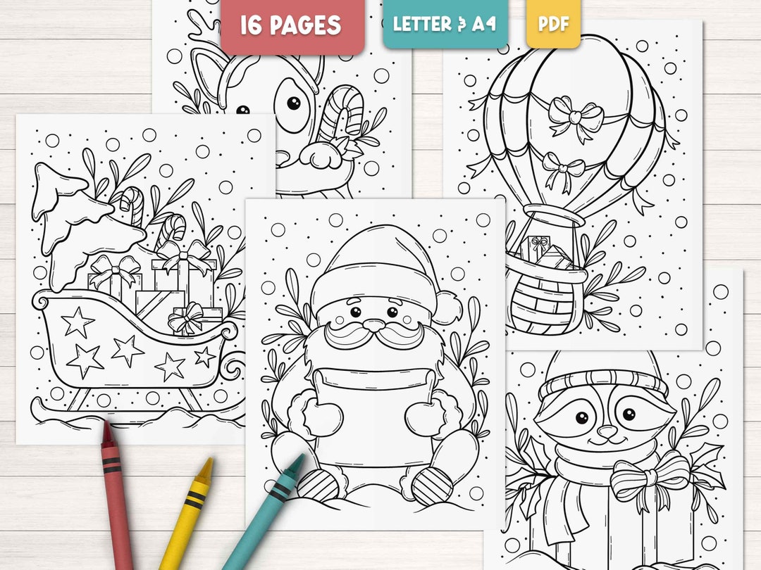 Christmas Coloring Pages for Kids Printable Coloring Book - Etsy