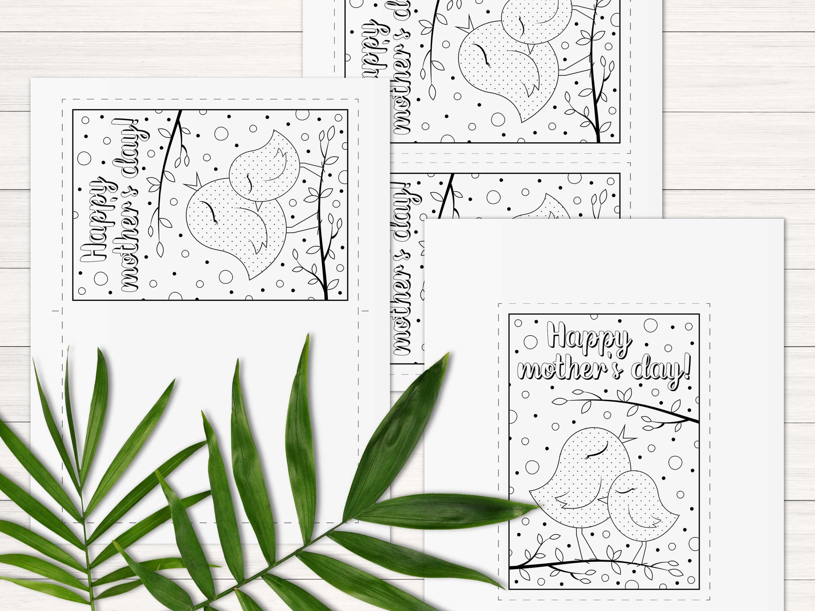 Mother's Day Coloring Card, Printable Mother's Day Card, Mothers Day ...