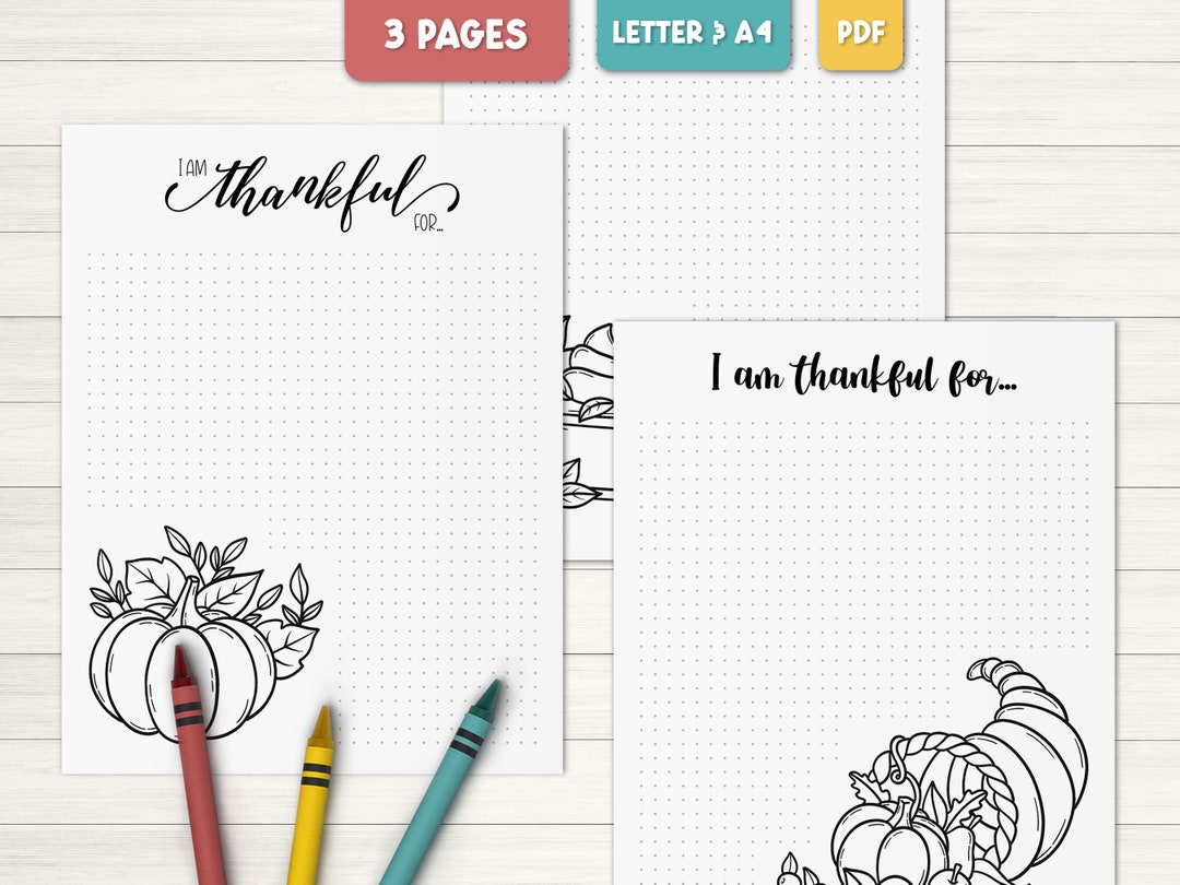 Thanksgiving Gratitude Sheets, I Am Thankful for Printable, Gratitude ...