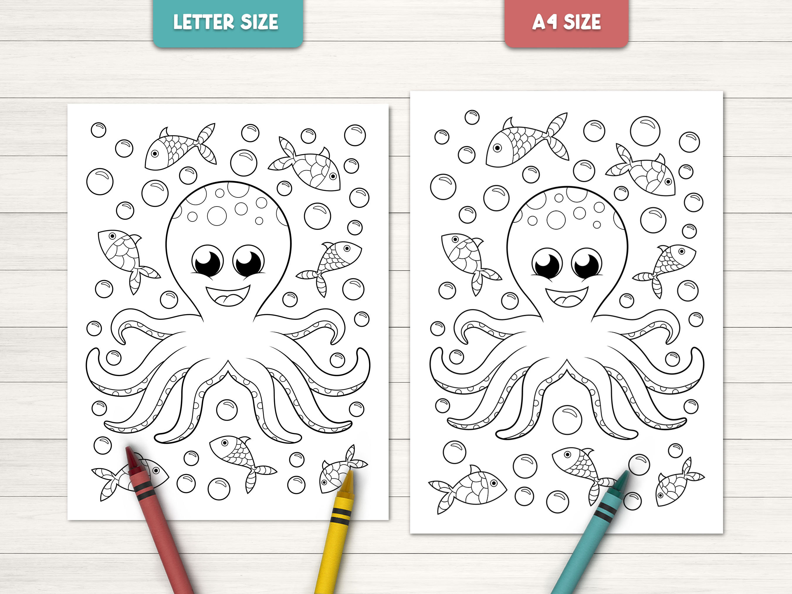 Sea Animal Coloring Pages for Kids, Ocean Coloring Book, Preschool ...