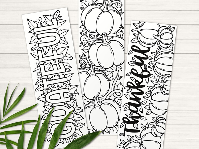 Thanksgiving Pumpkin Coloring Bookmarks: Printable Fall Party Favors ...